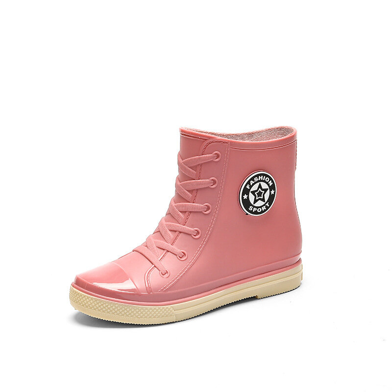 Модные женские резиновые сапоги до середины икры, нескользящие водонепроницаемые сапоги средней высоты, сапоги для воды, резиновые сапоги для мытья автомобилей. Размер обуви. EU:39