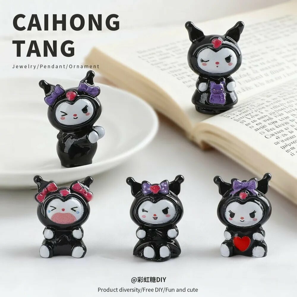 10ШТ Однотонных черных брелоков из смолы Куроми для поделок своими руками (13-24)