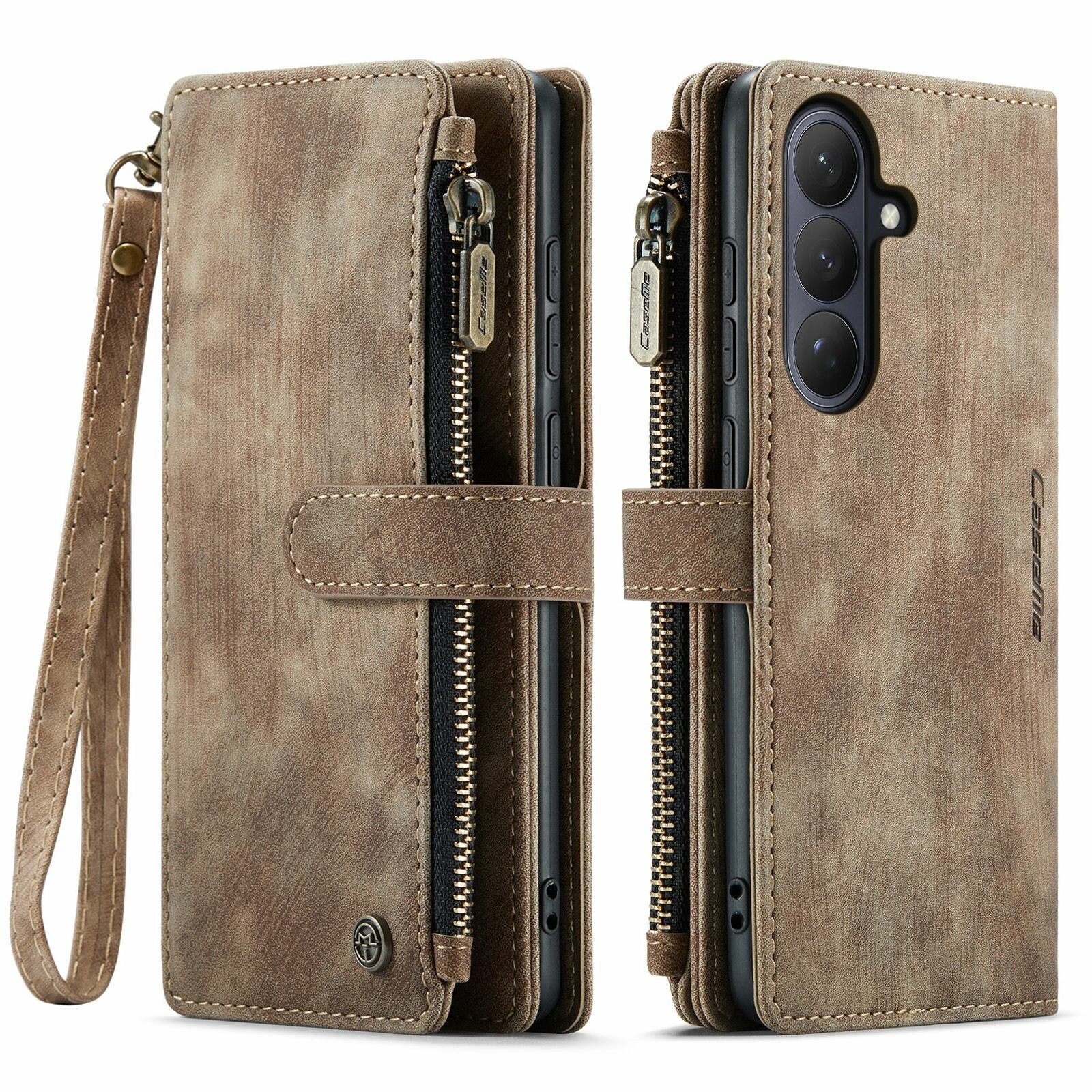 Многофункциональный чехол-кошелек CaseMe 3 in 1 Matte Wallet для Samsung Galaxy S26+ коричневый