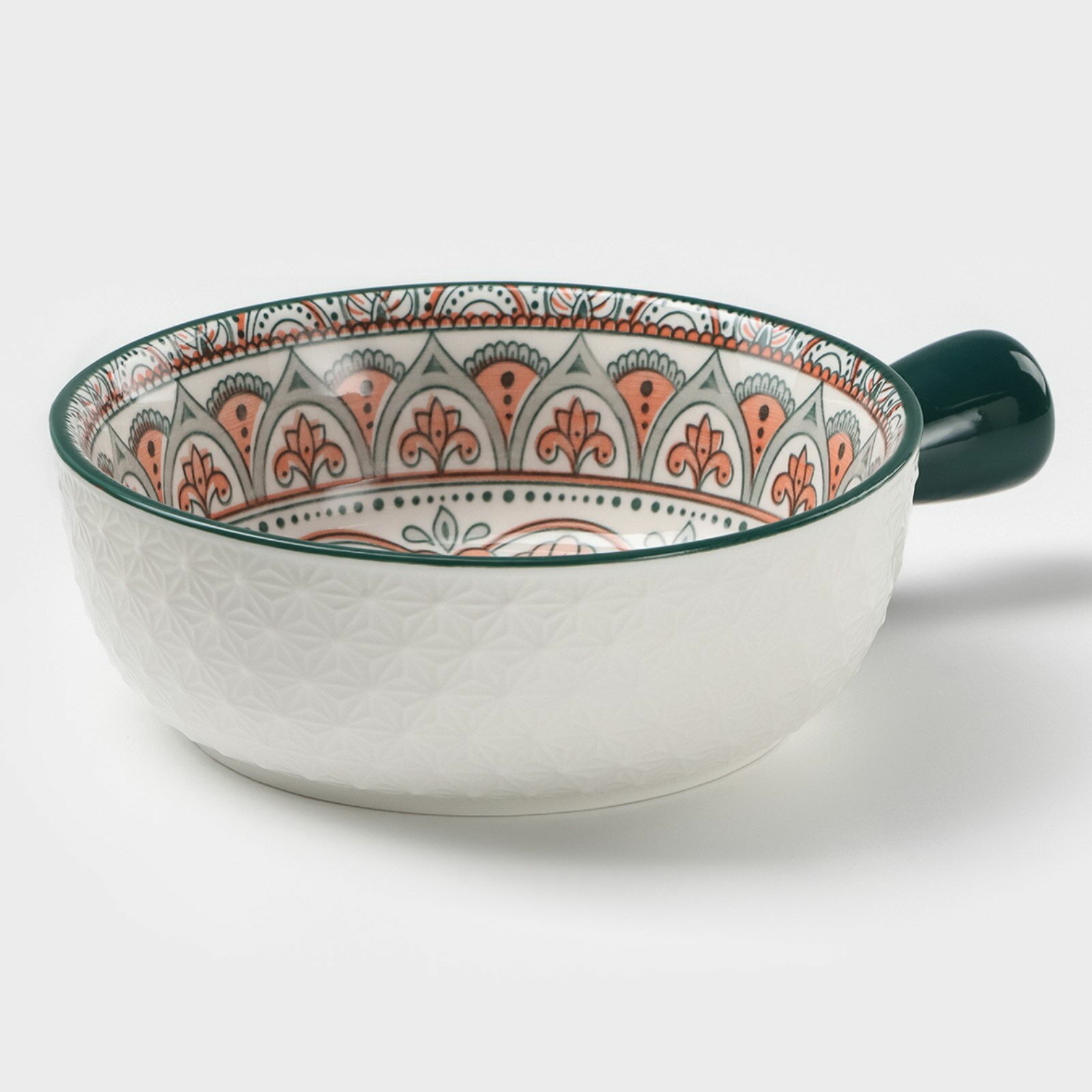 Кокотница керамическая "Цветы", 550 мл, цвет белый, тип покрытия: без покрытия