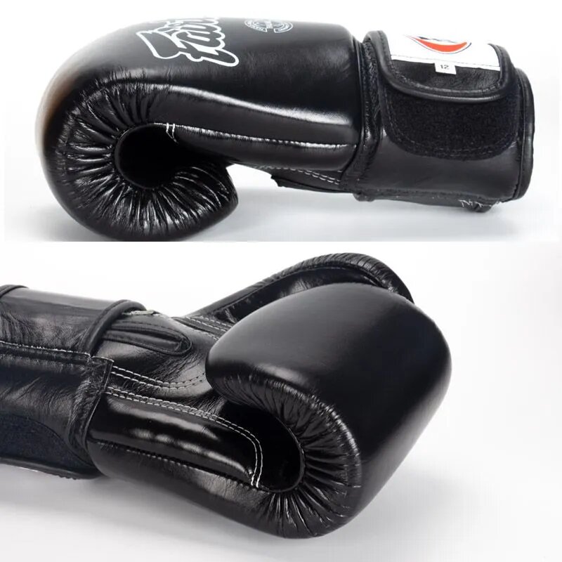 Fairtex Перчатки боксерские BGV1-Black Cloud, телячья кожа, липучка, 14 унций — фото 1