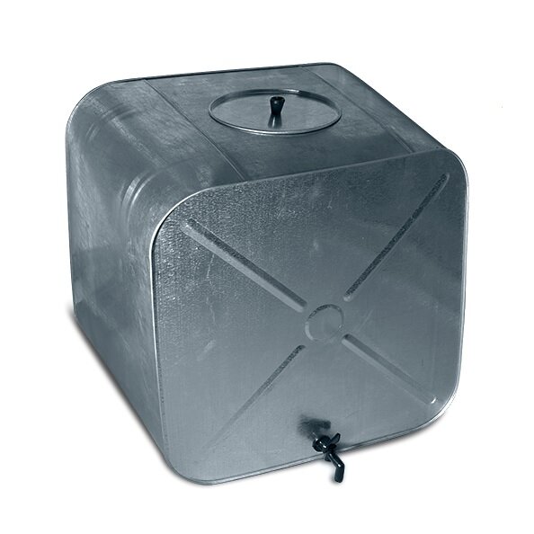 Бак металлический Урал инвест 180 л с краном, оцинкованный, с крышкой, 585х585х500 мм