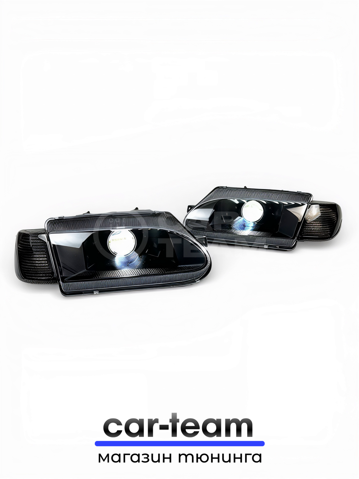 Фары на ВАЗ 2114, 2115, 2113 черная маска, BI LED линзы, тонированные поворотники, передние блок-фары комплект