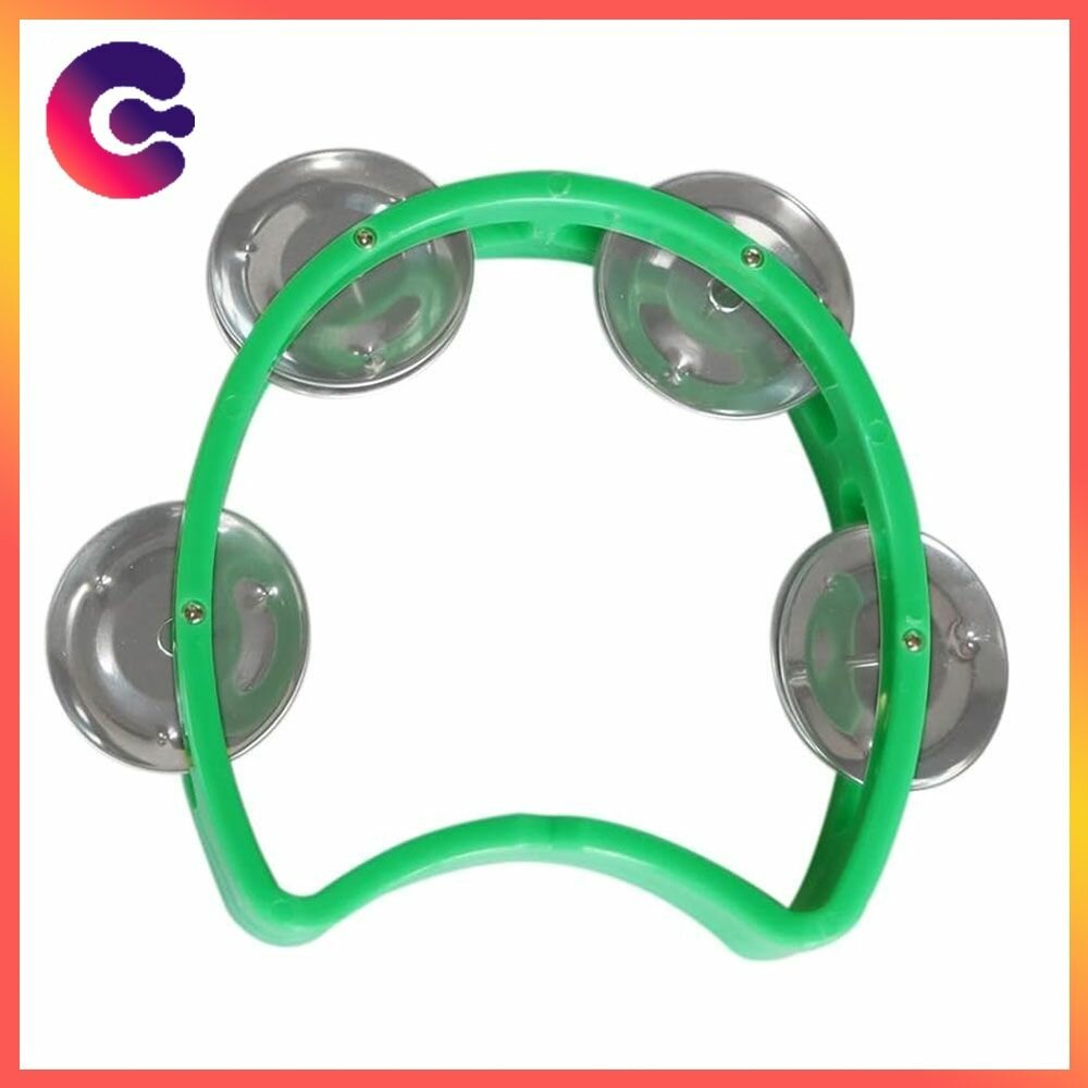 Один Мини пластиковый бубен (с 4 колокольчиками): ударный инструмент для вечеринок и концертов(зеленый)