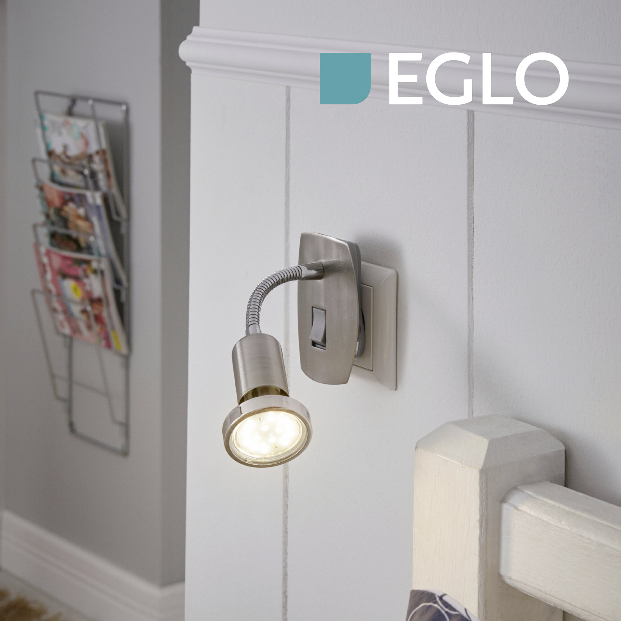 902366 Светодиодный бра в розетку MINI 4, 1X2,8W(GU10), сталь, никель мат, хром