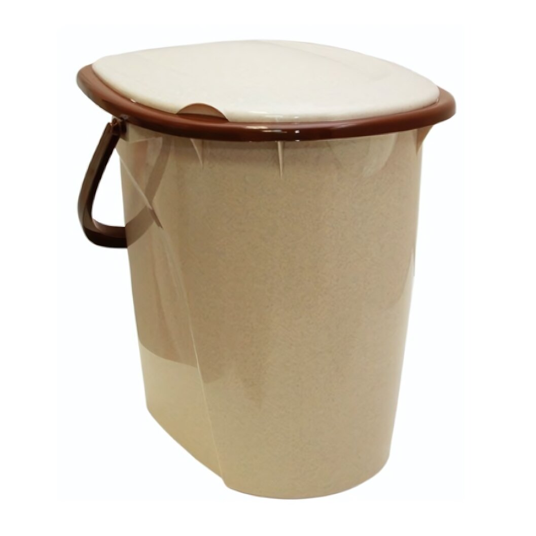 Ведро-туалет 24л, пластиковый, съемное сиденье, цвет бежевый мрамор, для дачи и дома