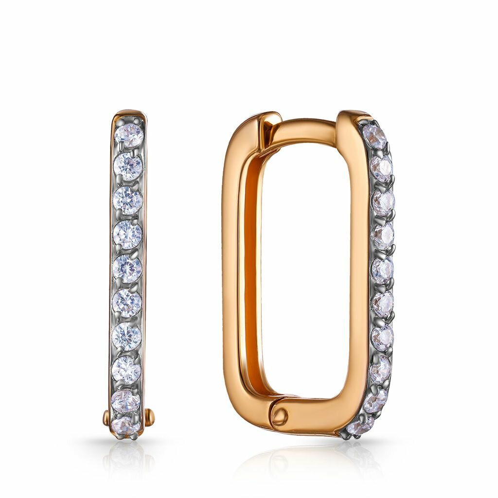 Серьги конго, красное золото, 585 проба, фианит