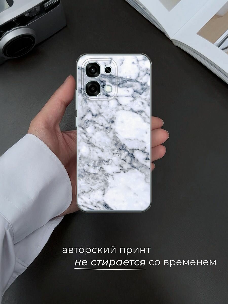 Силиконовый чехол на Oppo A6 Pro / Оппо A6 Про с принтом серый мрамор — фото 1