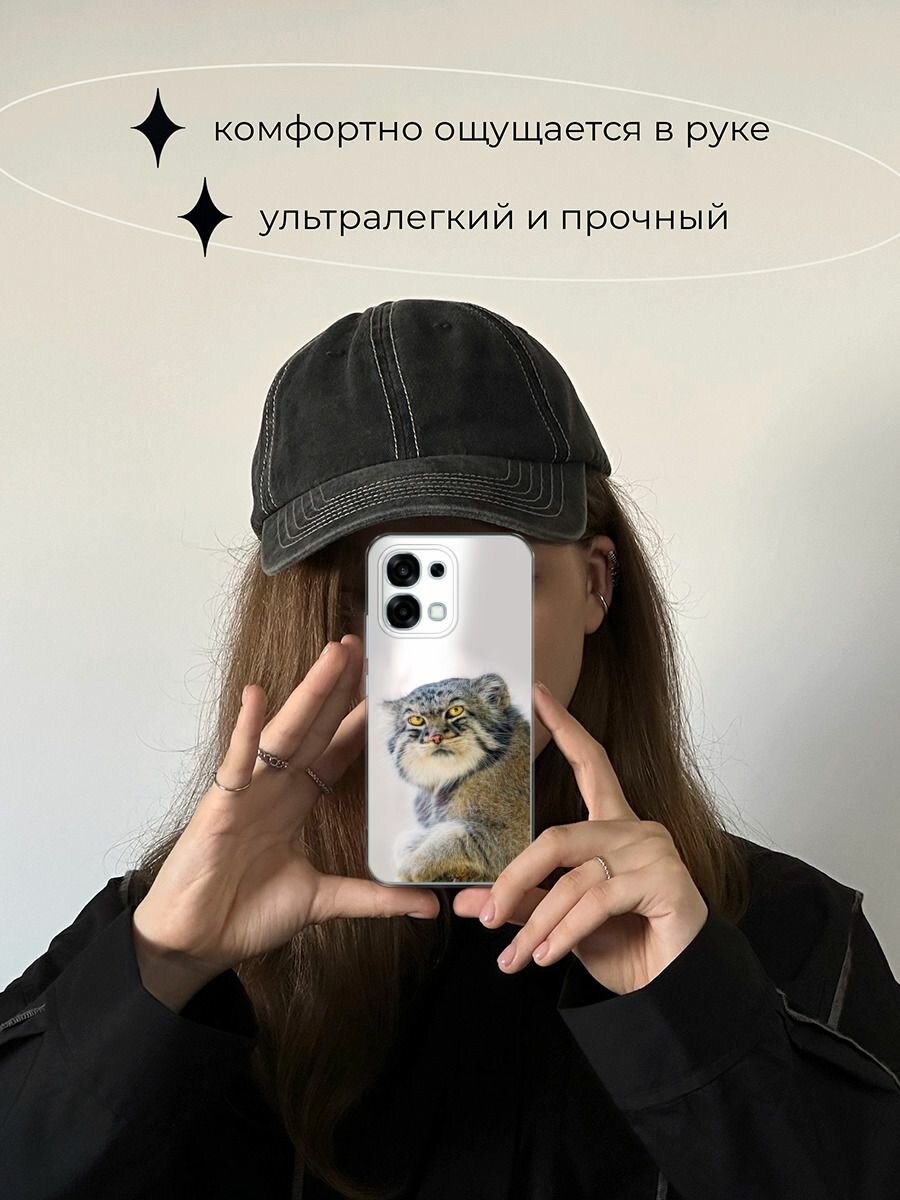 Силиконовый чехол на Oppo A6 Pro / Оппо A6 Про с принтом Кот манул 1 — фото 1
