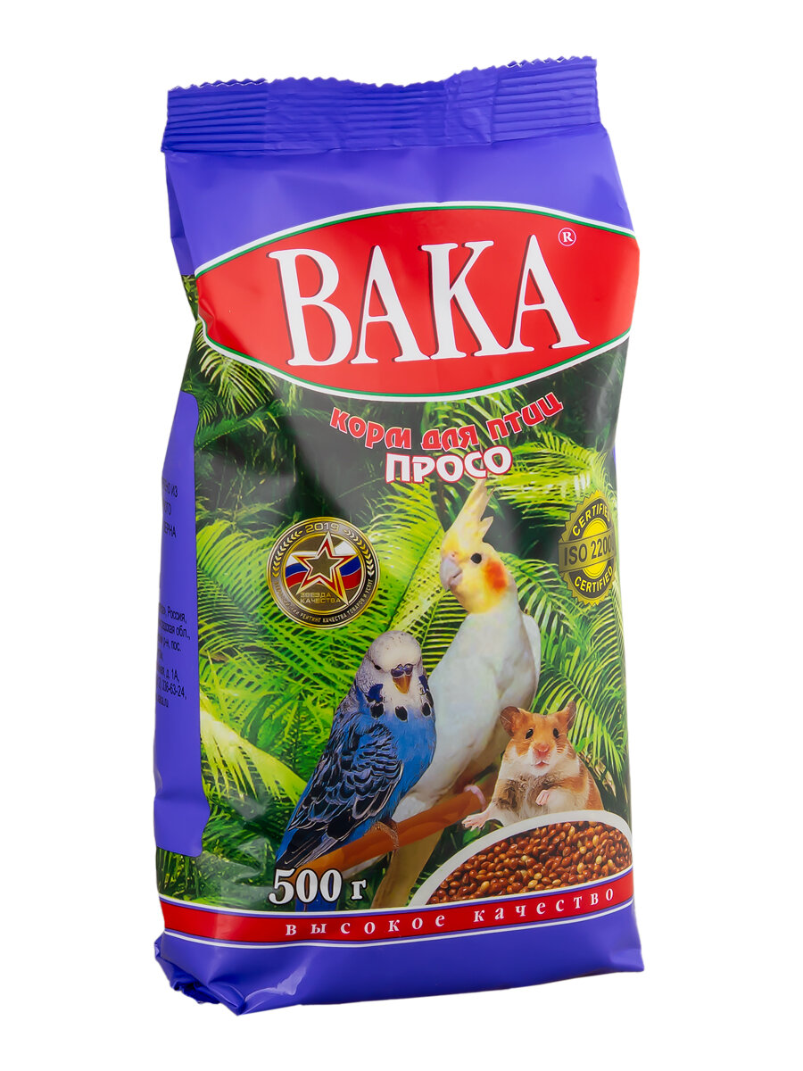 Вака Корм "Высокое качество" просо для птиц, 0.5 кг
