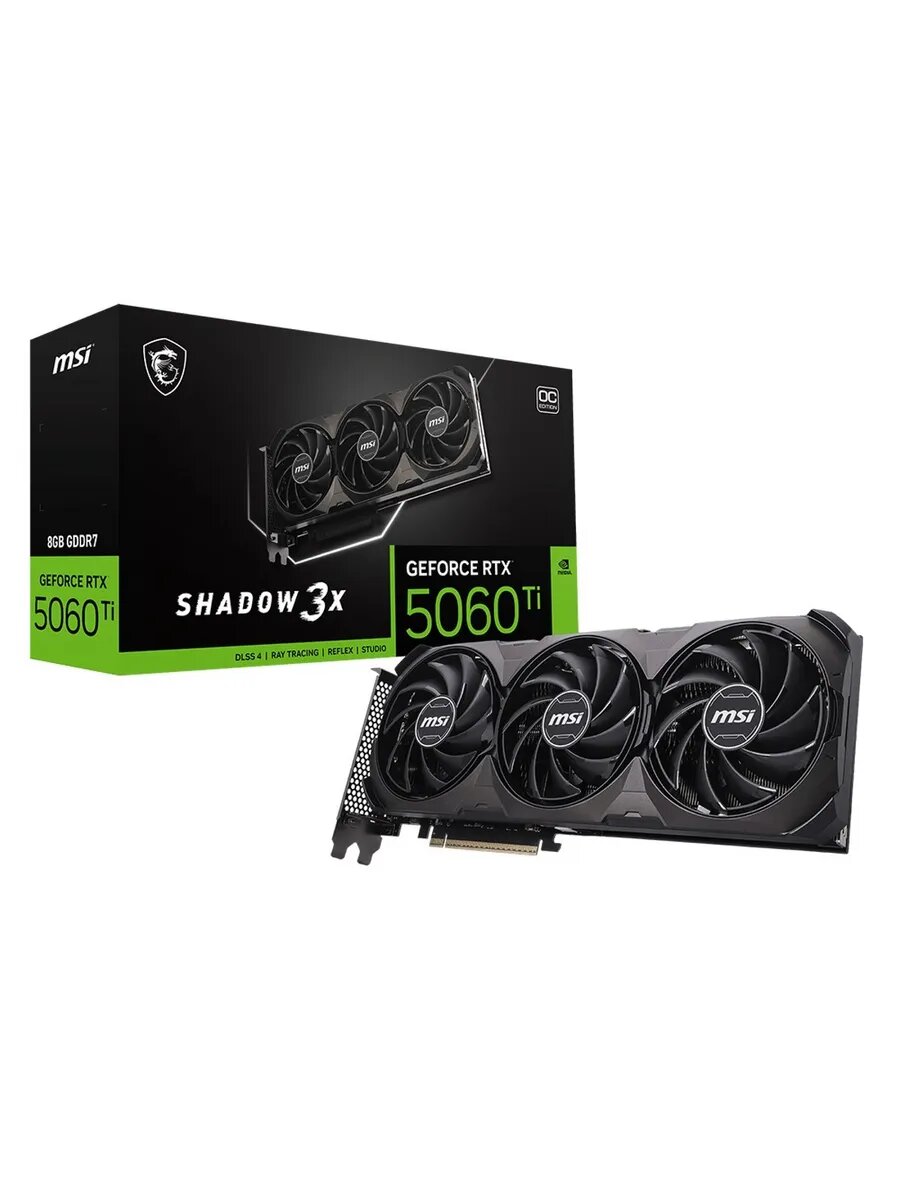 Видеокарта MSI RTX 5060Ti SHADOW 3X OC CLASSIC 8Gb GDDR7 128bit 3xDP HDMI 3FAN RTL
