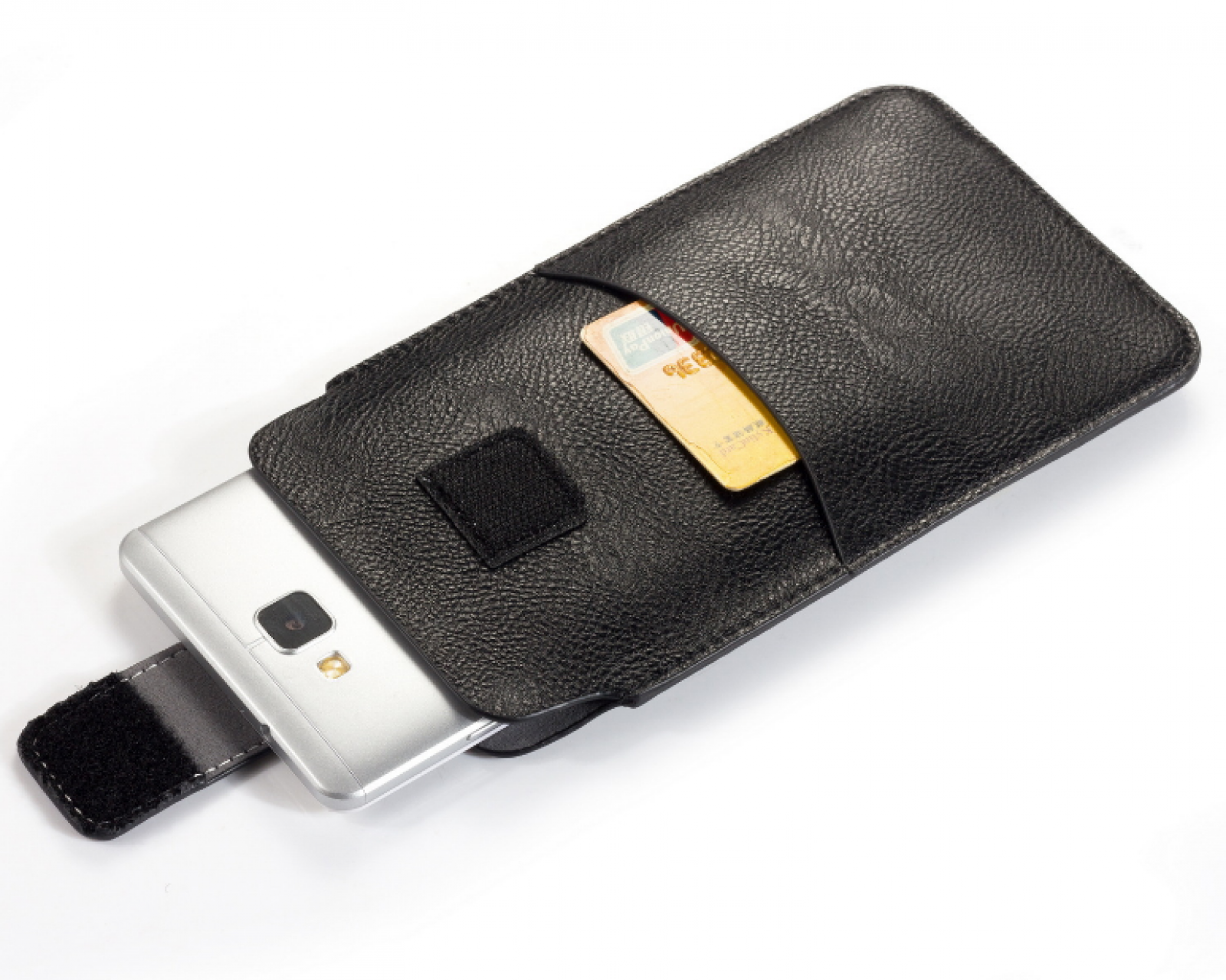 Чехол-футляр-кобура MyPads E Vano для Philips Xenium E185 из черной эко-кожи с креплением на пояс и отделением для карты