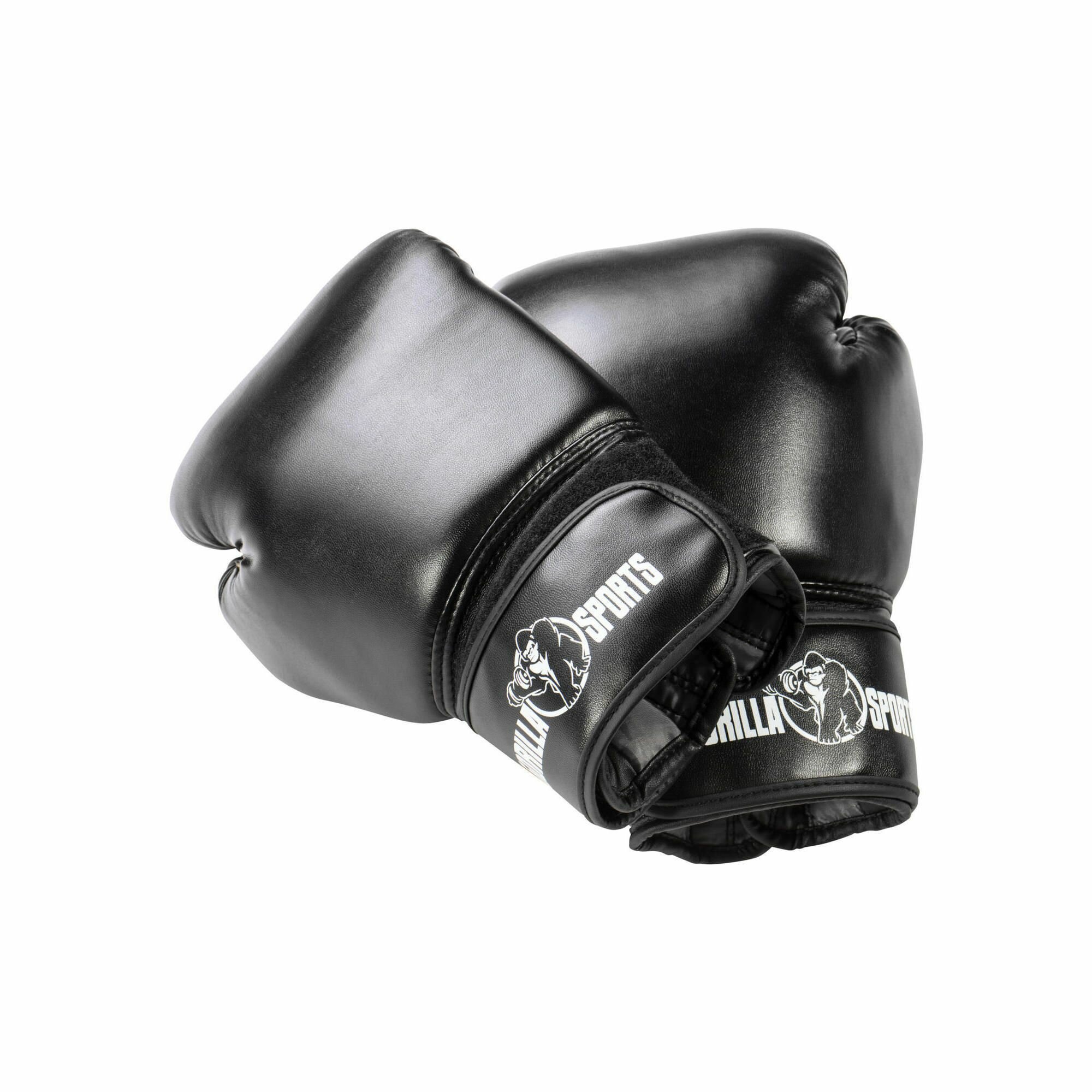 Боксерские перчатки Gorilla Sports 14 унций, Decathlon, Цвет: Черный / Черный, Размер: 14 унций