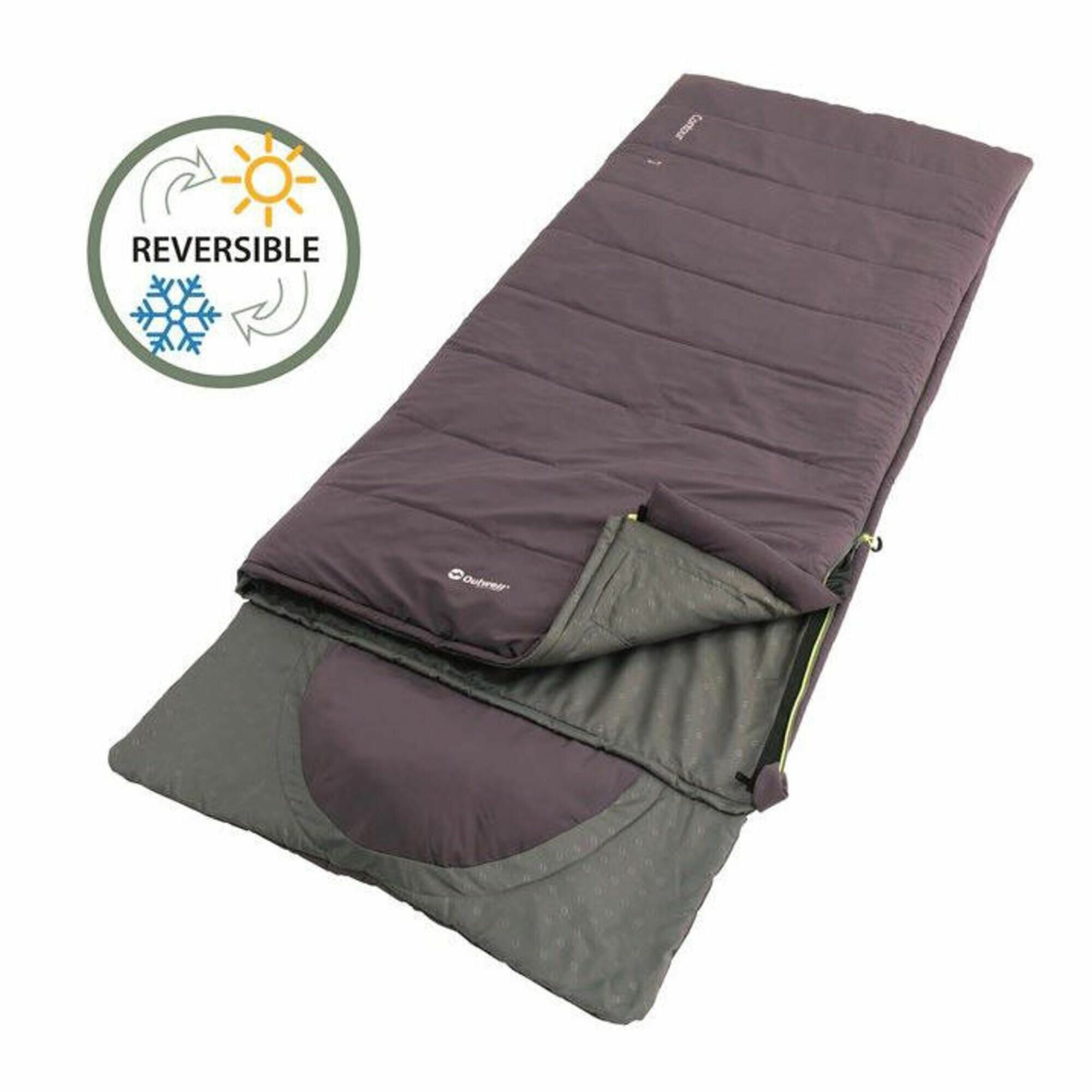 Спальный мешок Outwell Contour с подушкой на правой молнии, Decathlon, Цвет: Темно-фиолетовый, Размер: 220 см