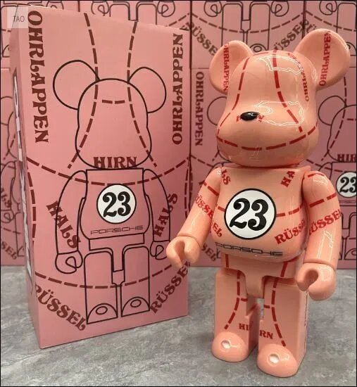 Bearbrick400% Игрушечная Статуя Медведя Porsche 23 Фигурка из ABS пластика 28 см