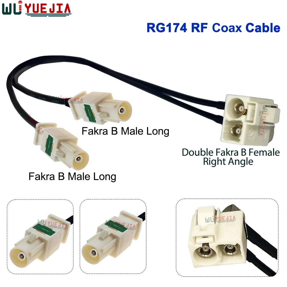 Двойной кабель Fakra RG-174 WUYUEJIA 50 Ом Twin F90 to 2X BML, 20 cm