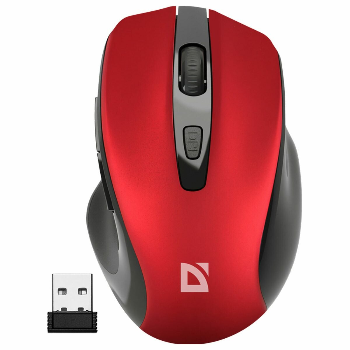 Мышь оптическая беспроводная Defender Prime MB-053, USB, 5 кнопок + 1 колесо-кнопка, красная (52052)