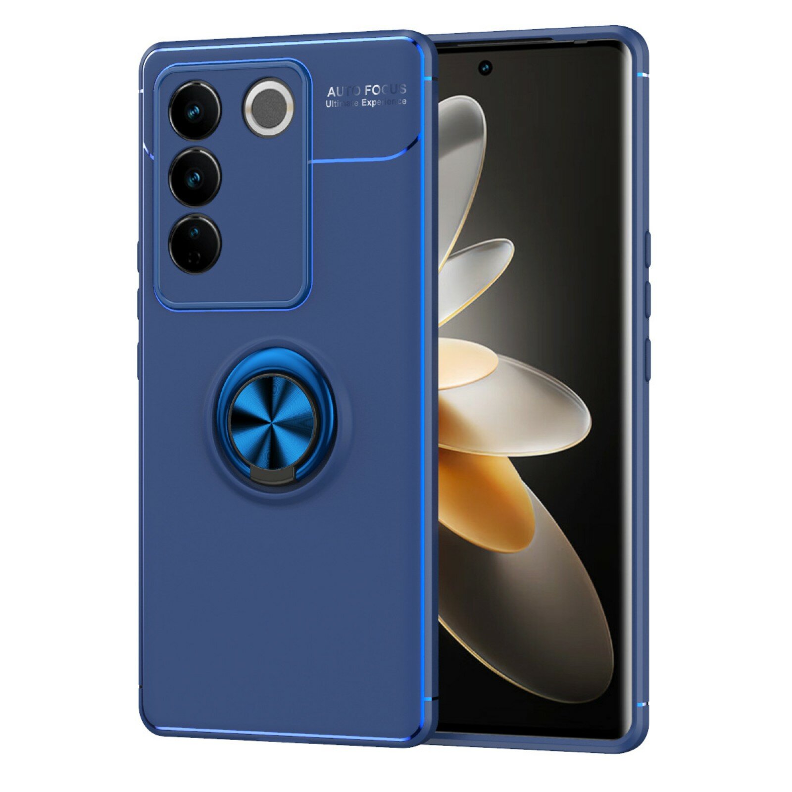 Задняя панель-крышка MyPads для Vivo S16e / V27e из прочного силикона с матовым покрытием и подставкой, синий