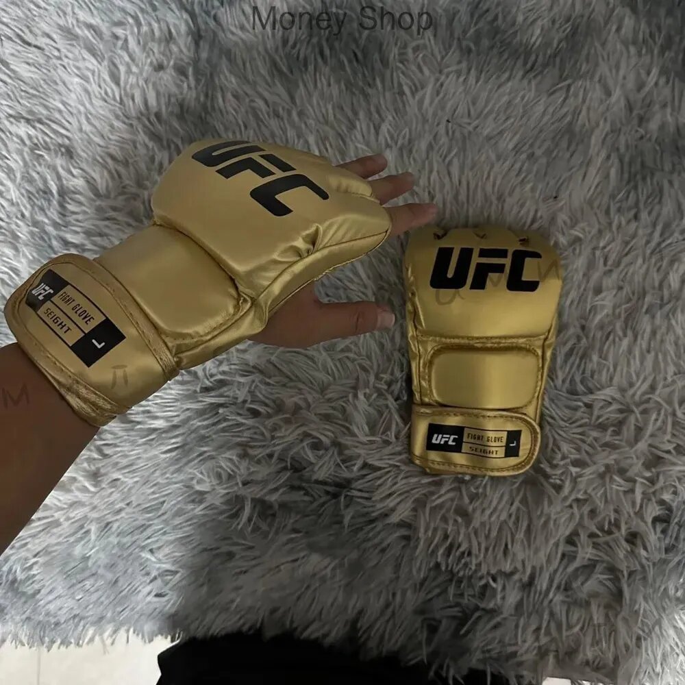UFC золотые боксерские перчатки M размер для тренировок и соревнований — фото 1