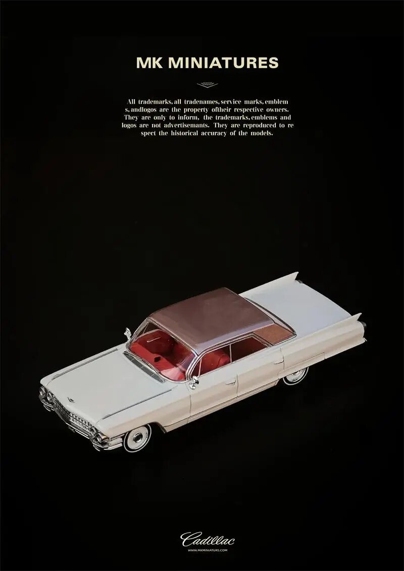 MK Miniatures Cadillac DeVille White Browntop 1:64