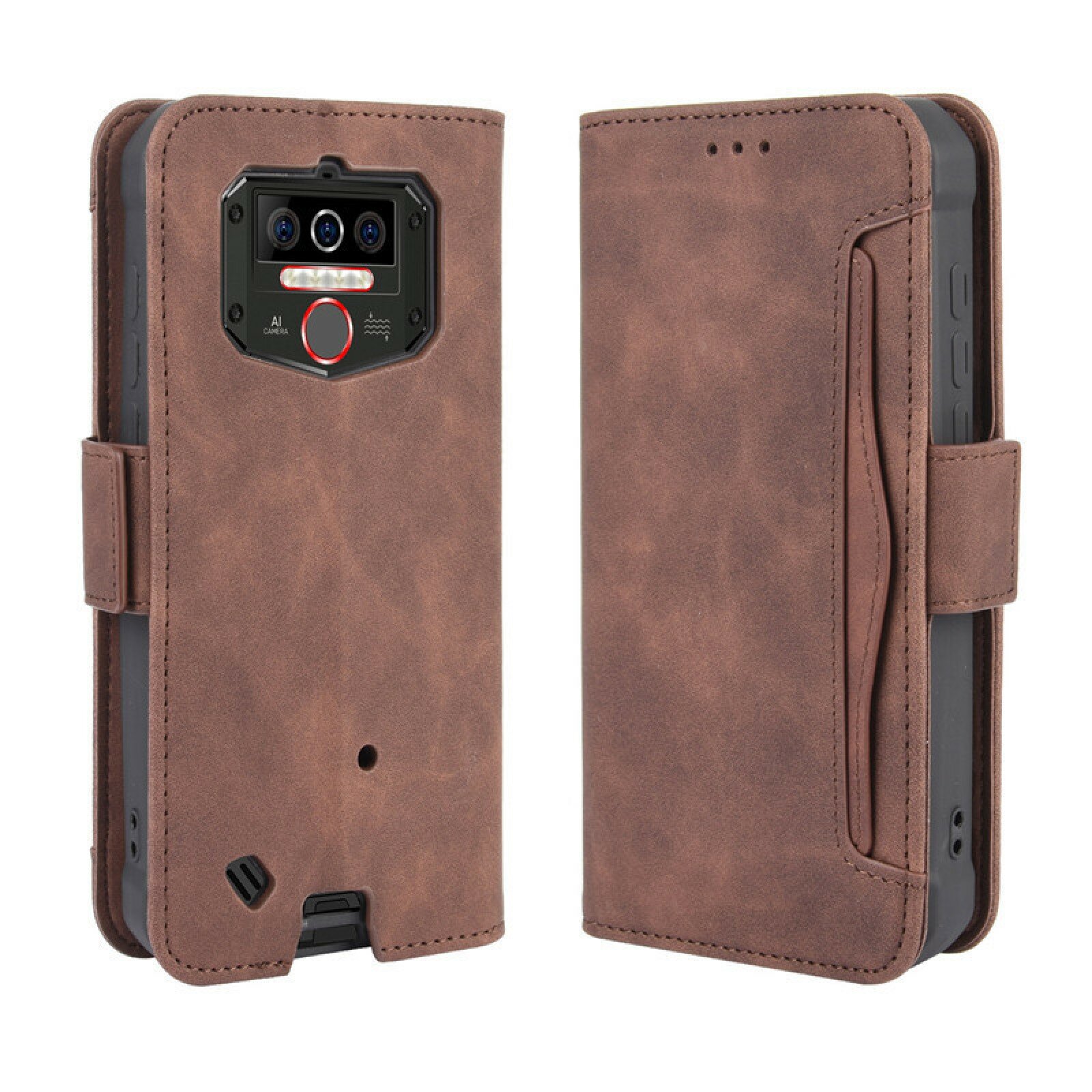 Защитный кожаный чехол MyPads для смартфона Oukitel WP5 с магнитным креплением и карманами