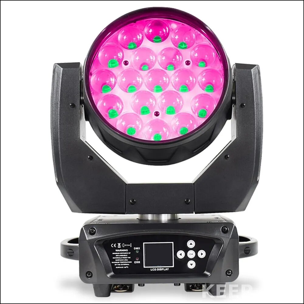 Головной фонарь LED 19x15 Вт RGBW 4en1 с лучом/промывкой/увеличением