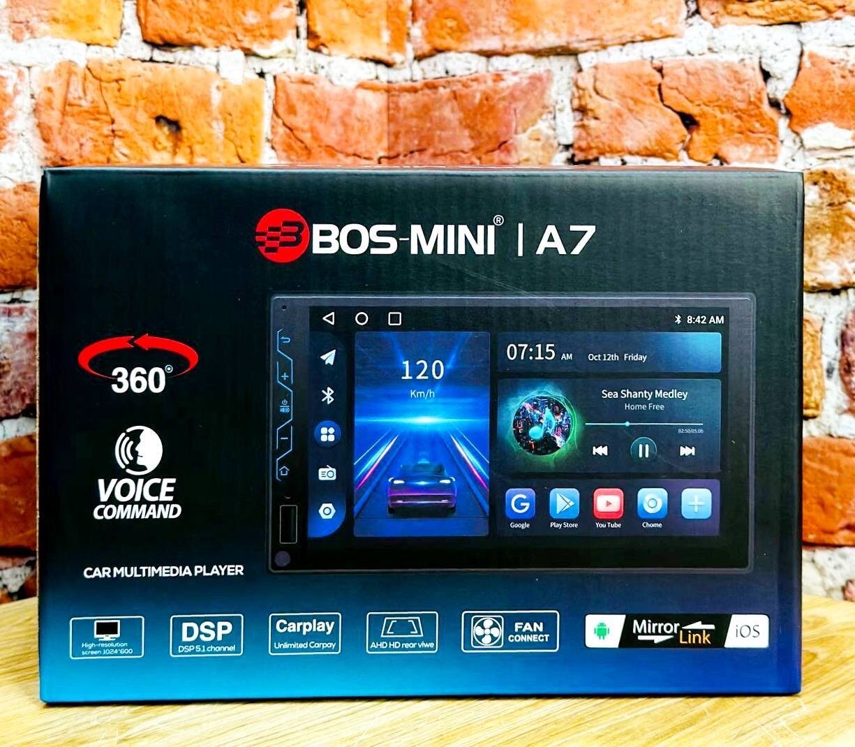 Автомагнитола 2DIN 8 ядер DSP процессор на Андройде 7 дюймов с CarPlay и Android AUTO Bos-Mini BOS A7 память 4/64