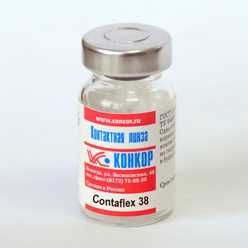 Контактная линза Конкор Contaflex 38%, -5.00 / 14,3 / 8.4 (1 линза во флаконе)