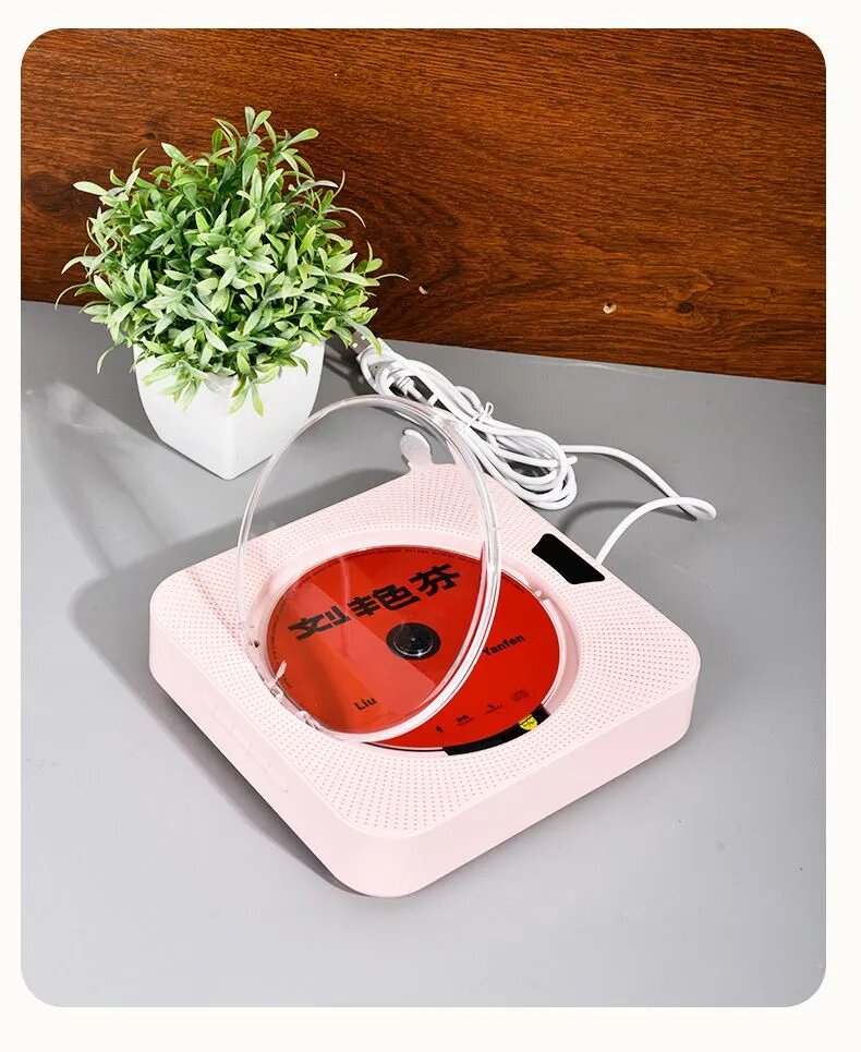 Настенный CD-плеер для дома и офиса, воспроизведение CD дисков, простой монтаж, стильный розовый цвет — фото 1