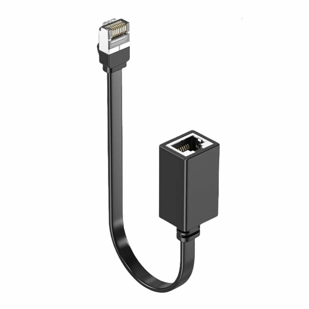 Кабель Ethernet Cat7 удлинительный, 15cm - BK прямая головка