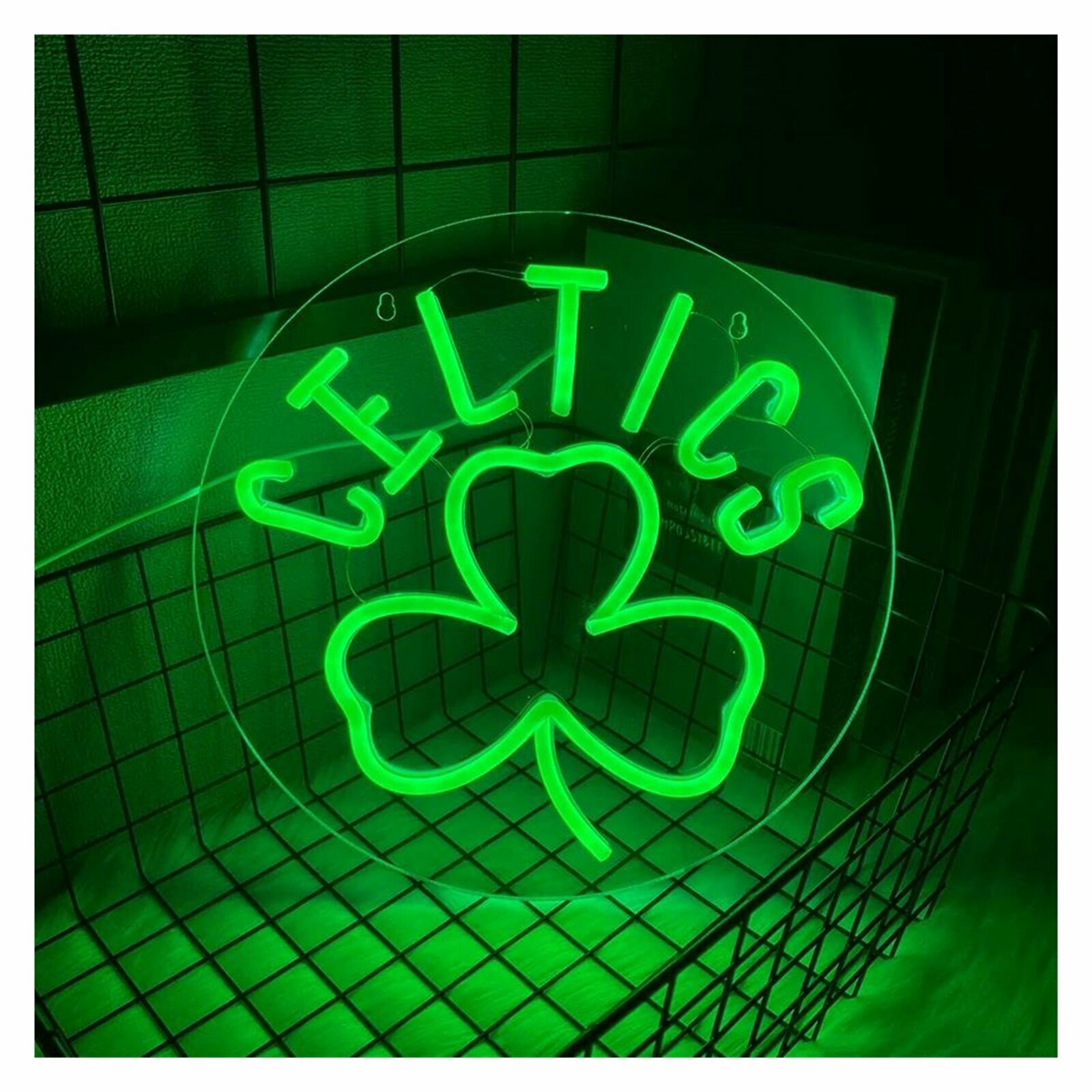 Неоновое Настенное Украшение Clover LED, Зеленые Счастливые Листья 30смх30см