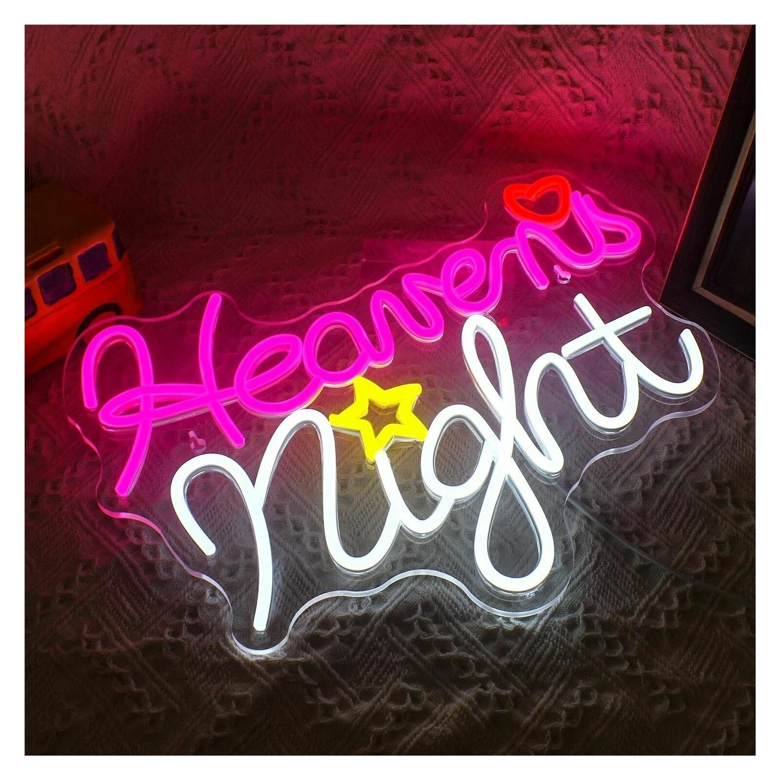 "Heaven Night" Неоновая Вывеска Буква Розовые Белые Светодиодные Светильники 30см 40см