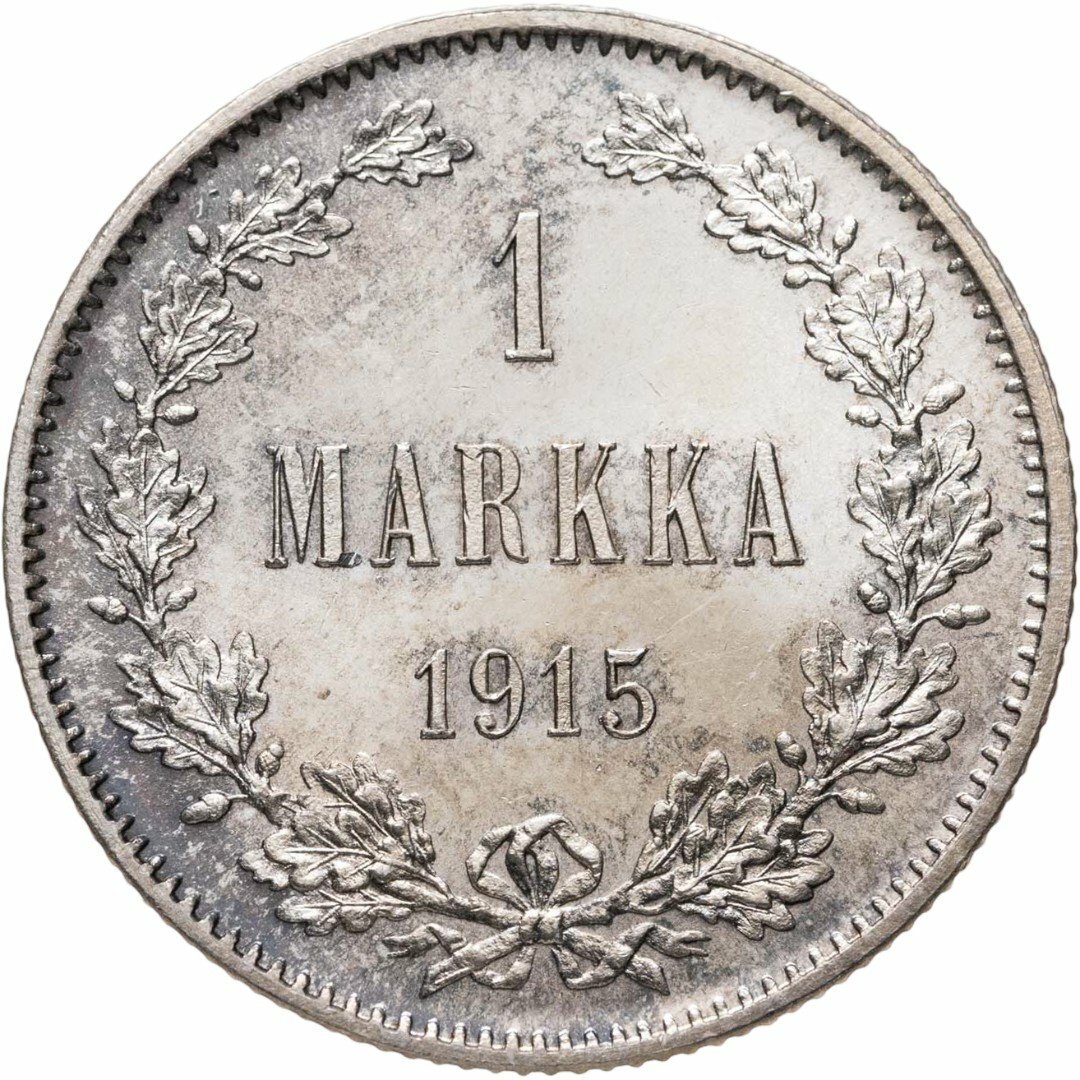 1 марка 1915 S Российская Финляндия, Серебро 868, в сохранности AU-UNC