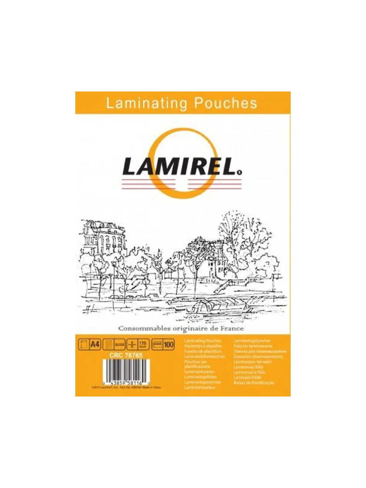 Пленка для ламинирования Fellowes 175мкм A4 (100шт) глянцевая Lamirel LA-7876501 (LA-78765/CRC-78765)