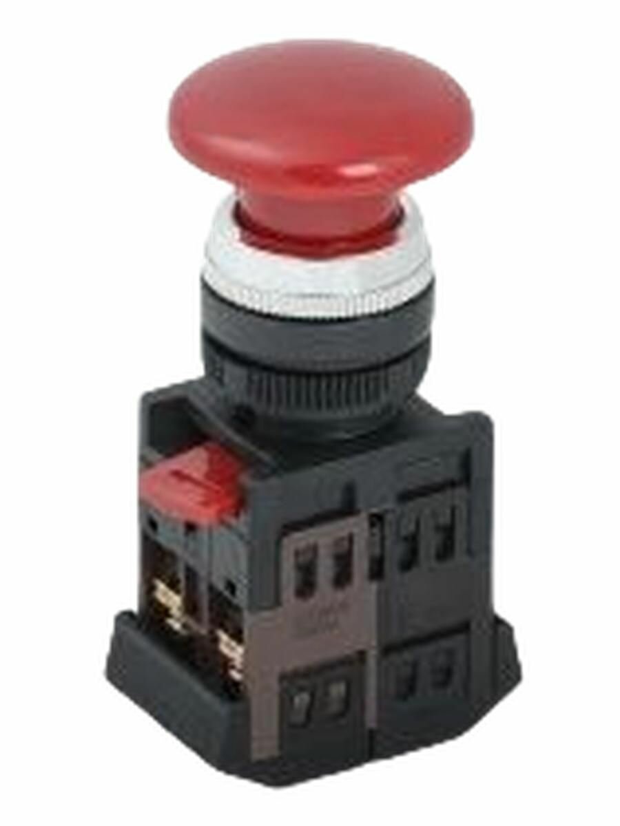 Кнопка грибовидная без подсветки AEA-22, 1з+1р, 10А, 600В, цвет толкателя красный.