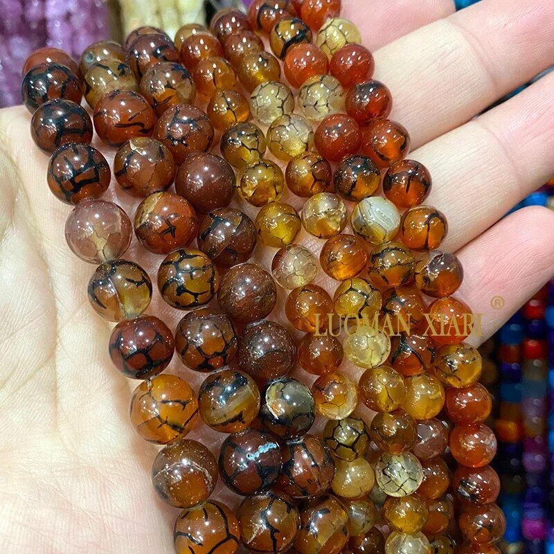 Натуральные бусины оникс LUOMAN XIARI 6/8/10 мм темно-зелёный 10mm about 36pcs, black vein-yellow