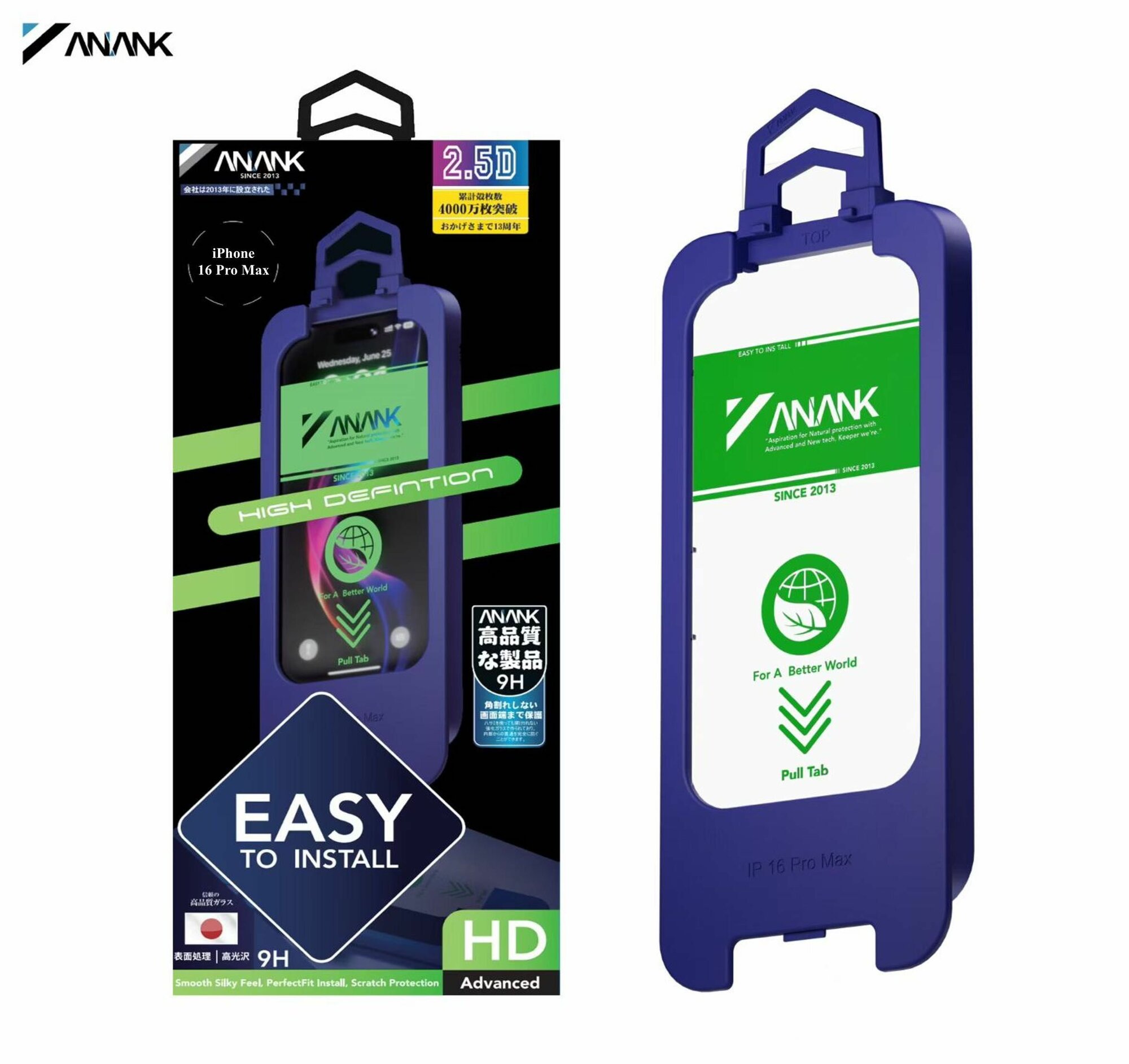 Защитное стекло для iPhone 16 Pro Max 6.9" с установочным комплектом ANANK EazyPro