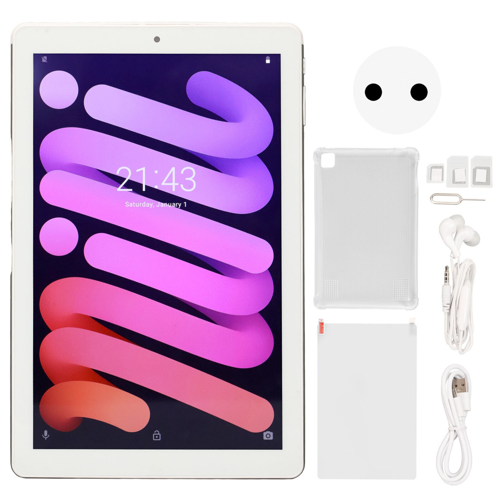 Планшет 10 дюймов, IPS HD экран, 4 ГБ ОЗУ, 256 ГБ ПЗУ, WiFi, 3G, Android 11, 100240В, зеленая еврови