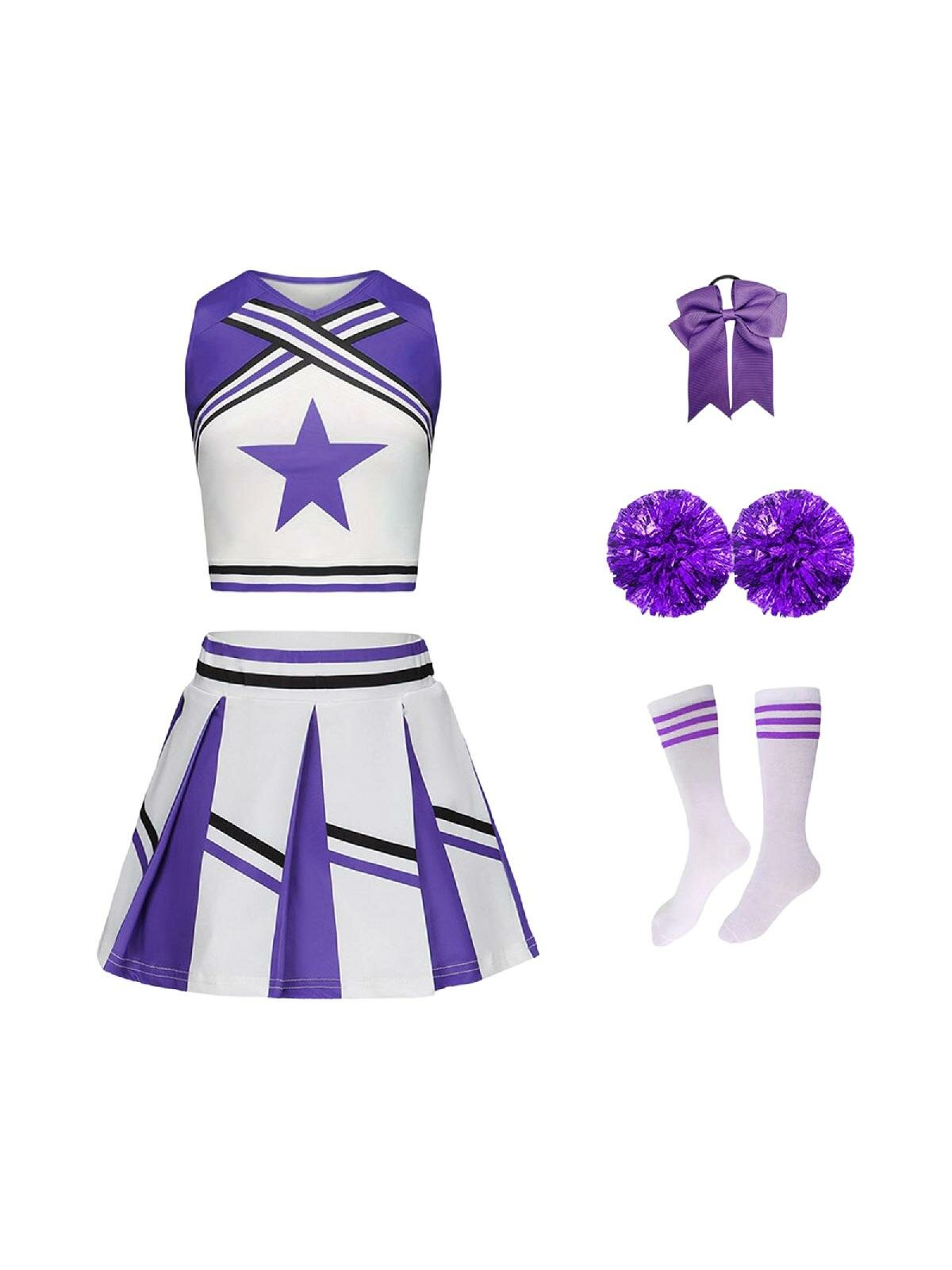 Стильный комплект формы болельщиков с юбкой и топом с оборками для любителей спорта