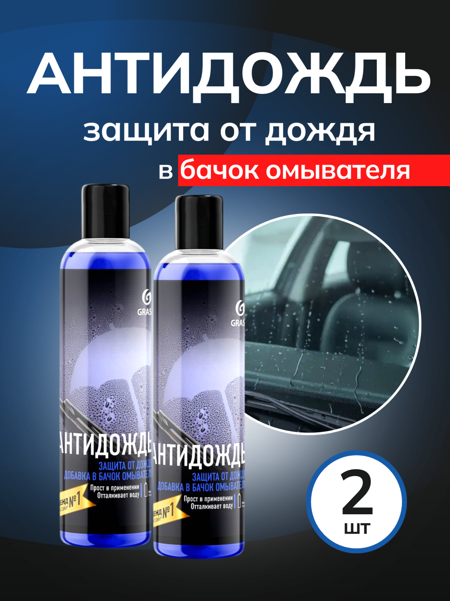 Антидождь GRASS, в бачок омывателя, водо- и грязеотталкивающий, 250мл