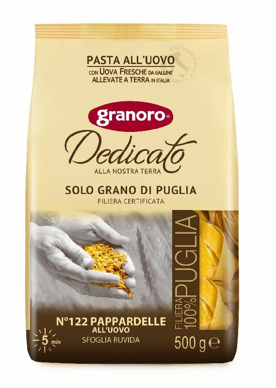Макароны GRANORO с добавлением яйца Sfoglia Antica Nidi All'Uovo №122 "Паппарделле" 500г