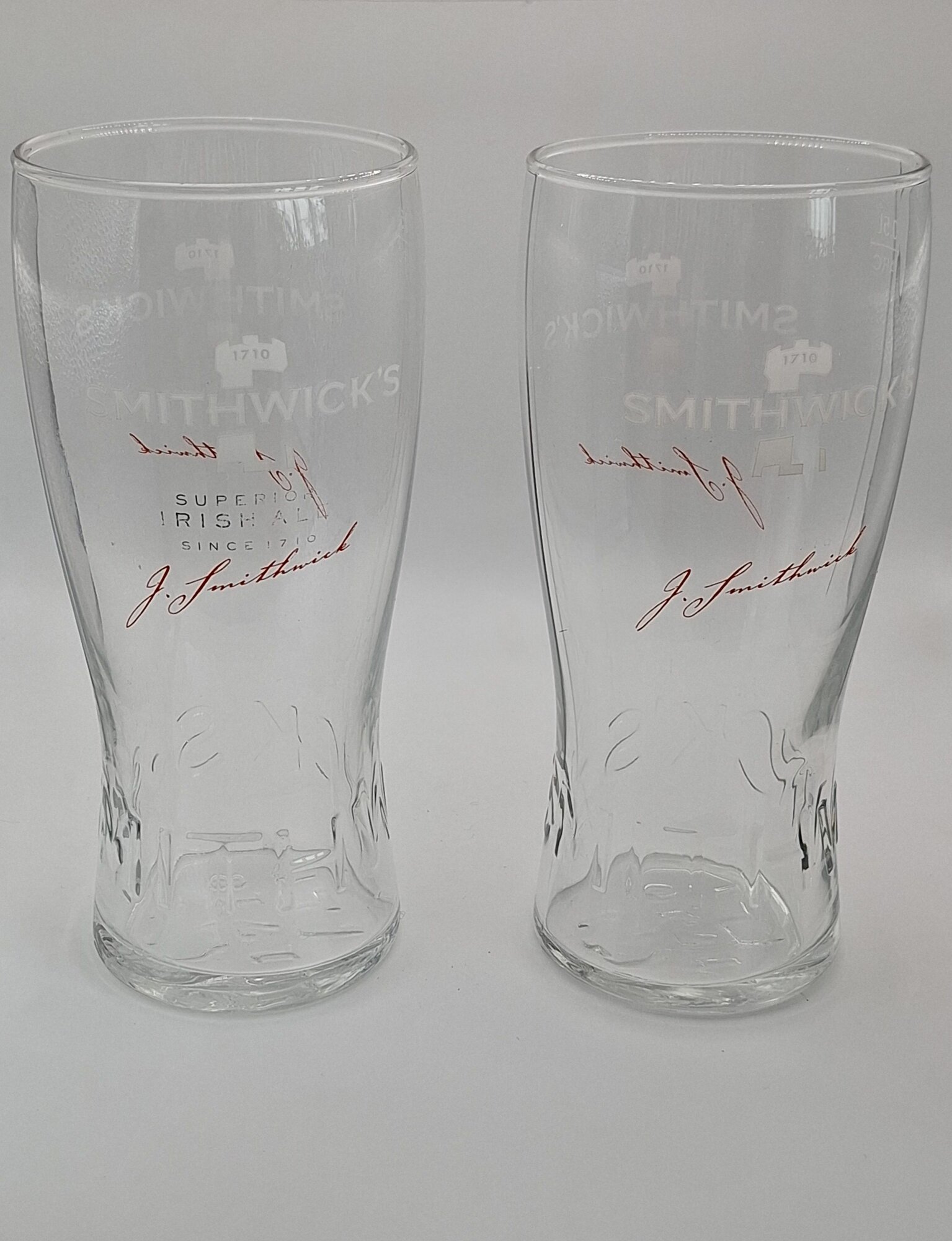 Винтажные бокалы для пива Smithwick's Irish Ale 540 мл. 2 шт. Ирландия 18 см.