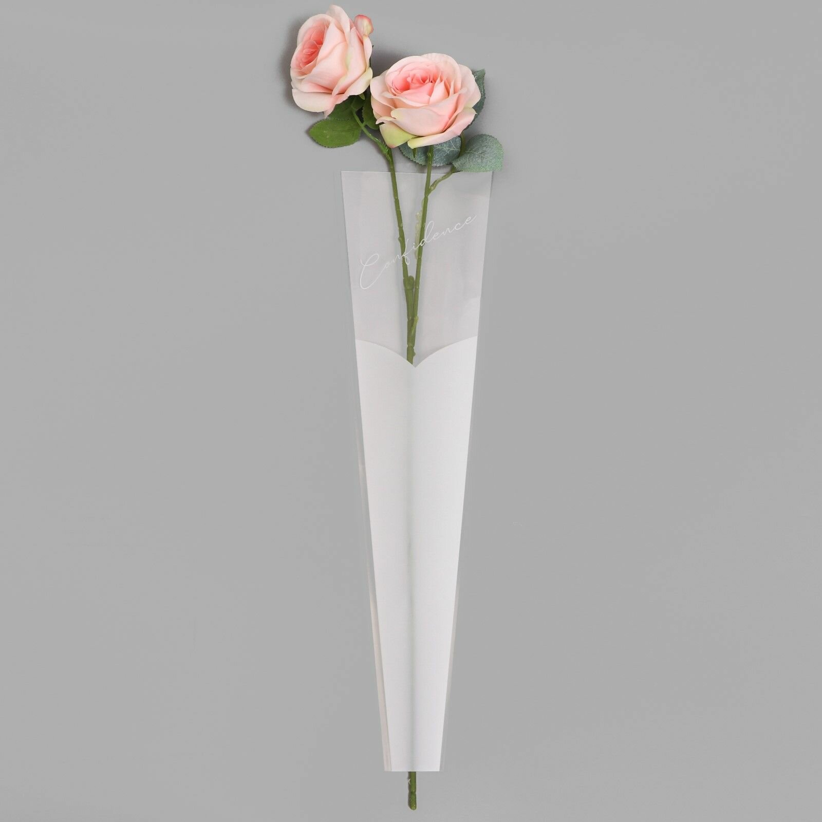 Набор пакетов, 50 шт. конус для цветов, Уверенность, 12.5+4 х 45 см, белый