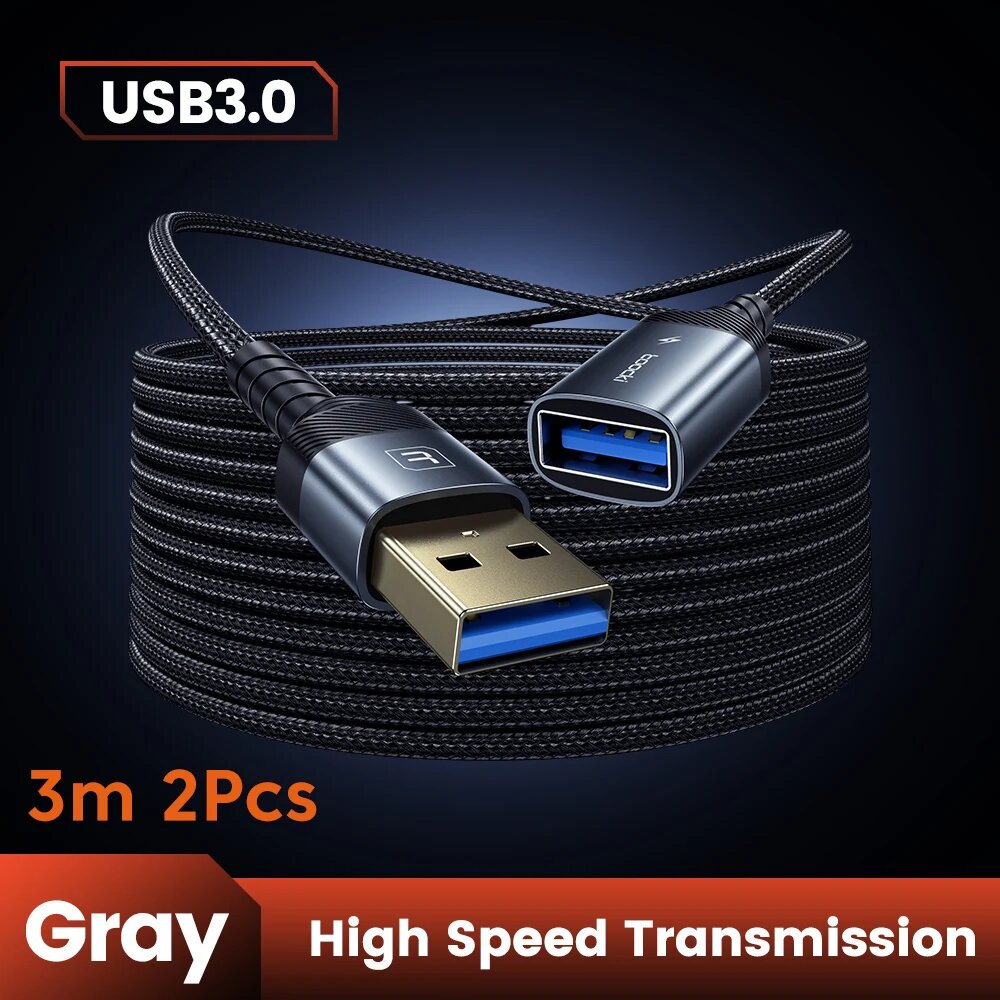 USB 3.0 кабель Toocki 3m, 2 шт, серый