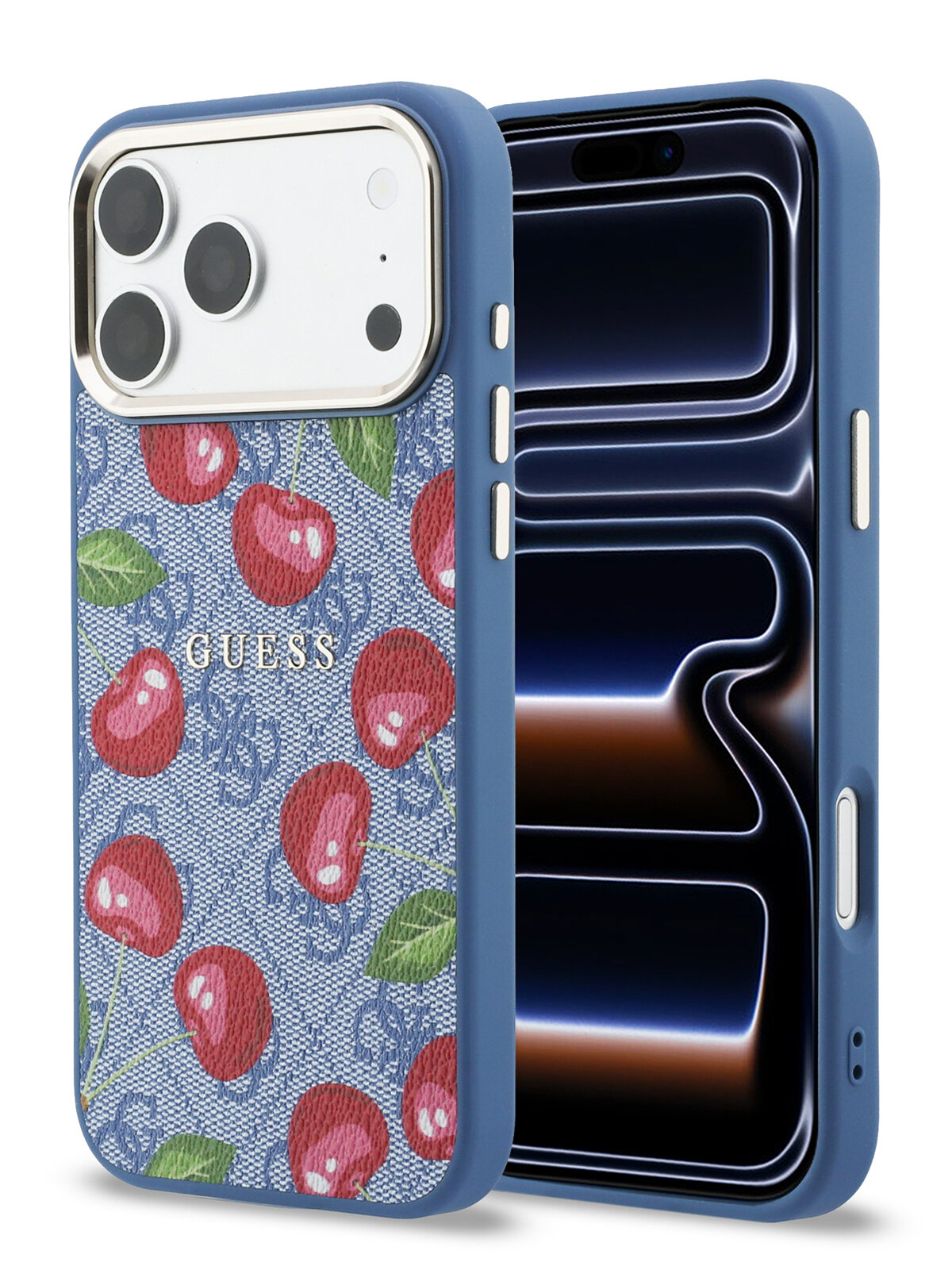 Чехол Guess на iPhone 17 Pro Max, с магнитами MagSafe, из экокожи PU leather, синий
