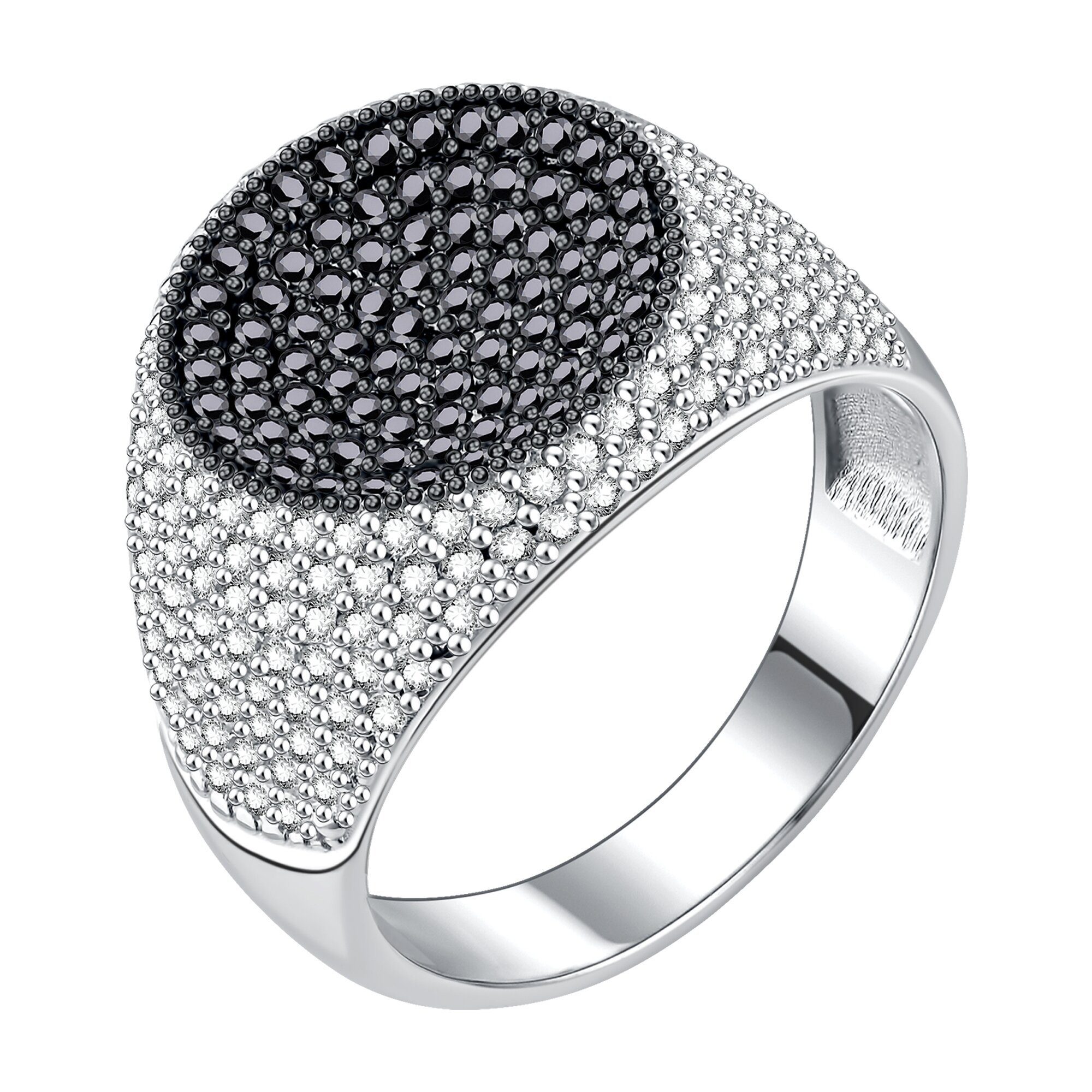 Кольцо, серебро, 925 проба, родирование, фианит