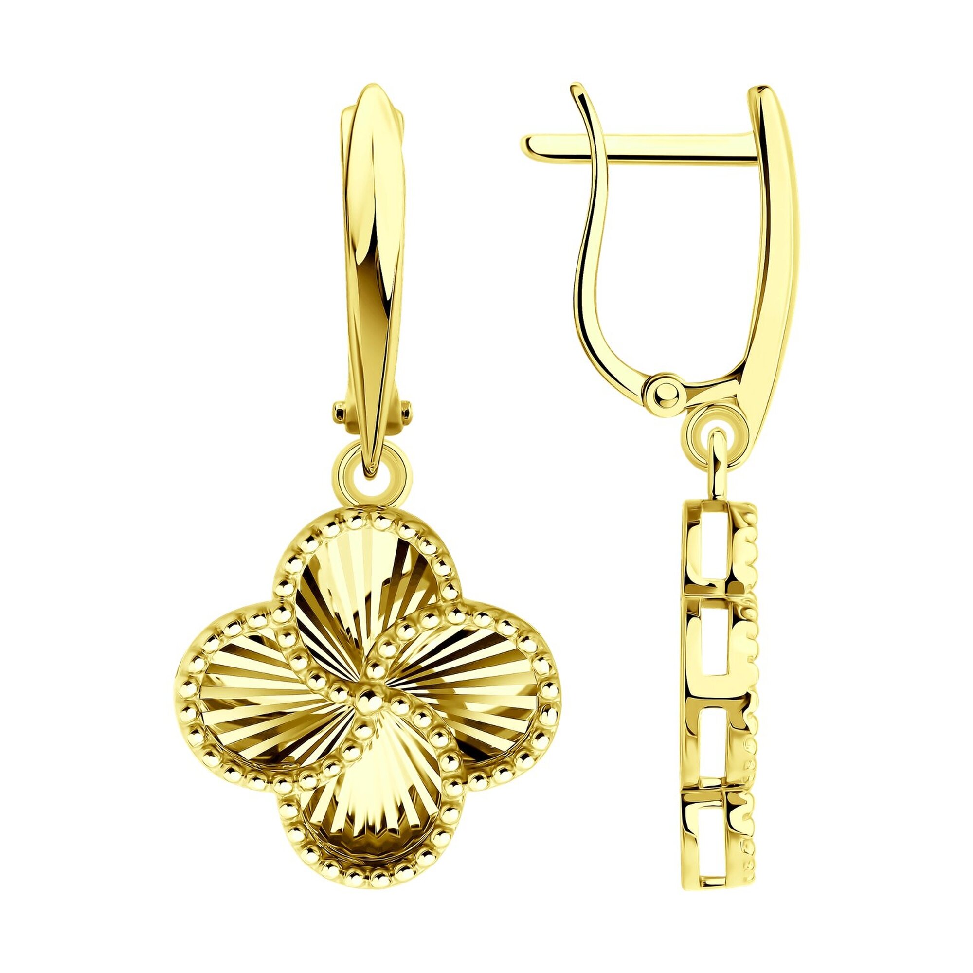 Серьги, желтое золото, 585 проба