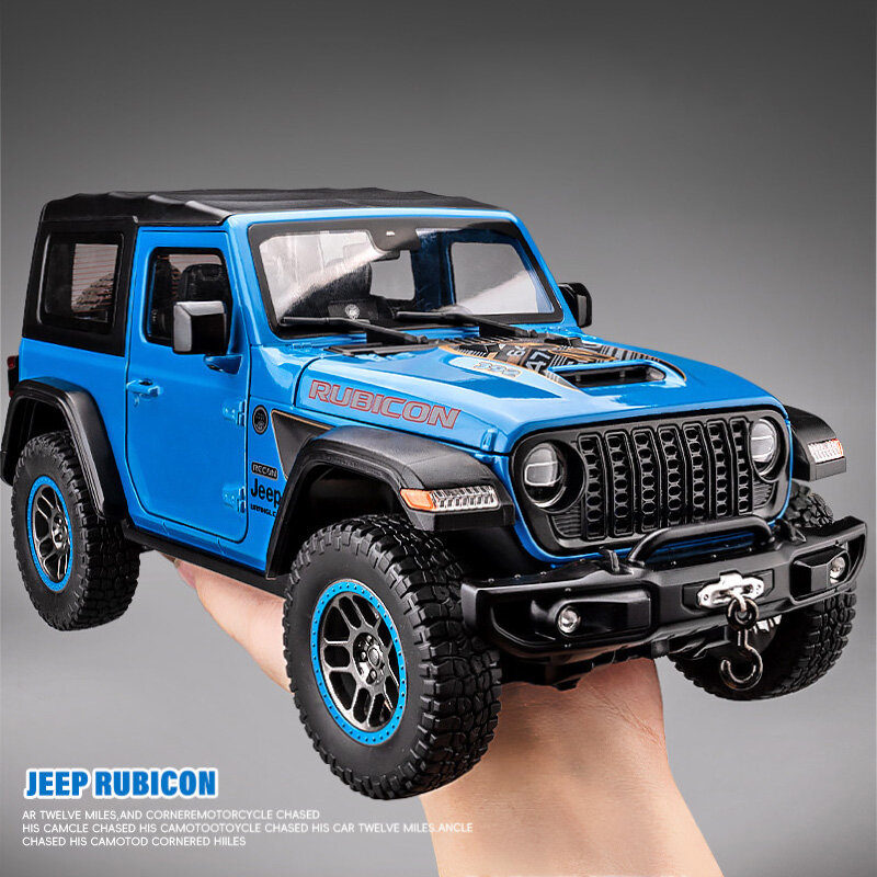 Крупномасштабная модель автомобиля 1:18 Jeep Wrangler Rubicon Герметичная версия , Детские игрушки для автомобилей, Модель из сплава, Со звуком и светом