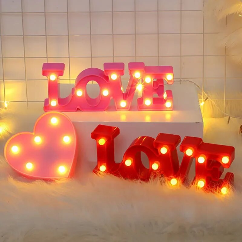 LED ночник LOVE, красный — фото 1
