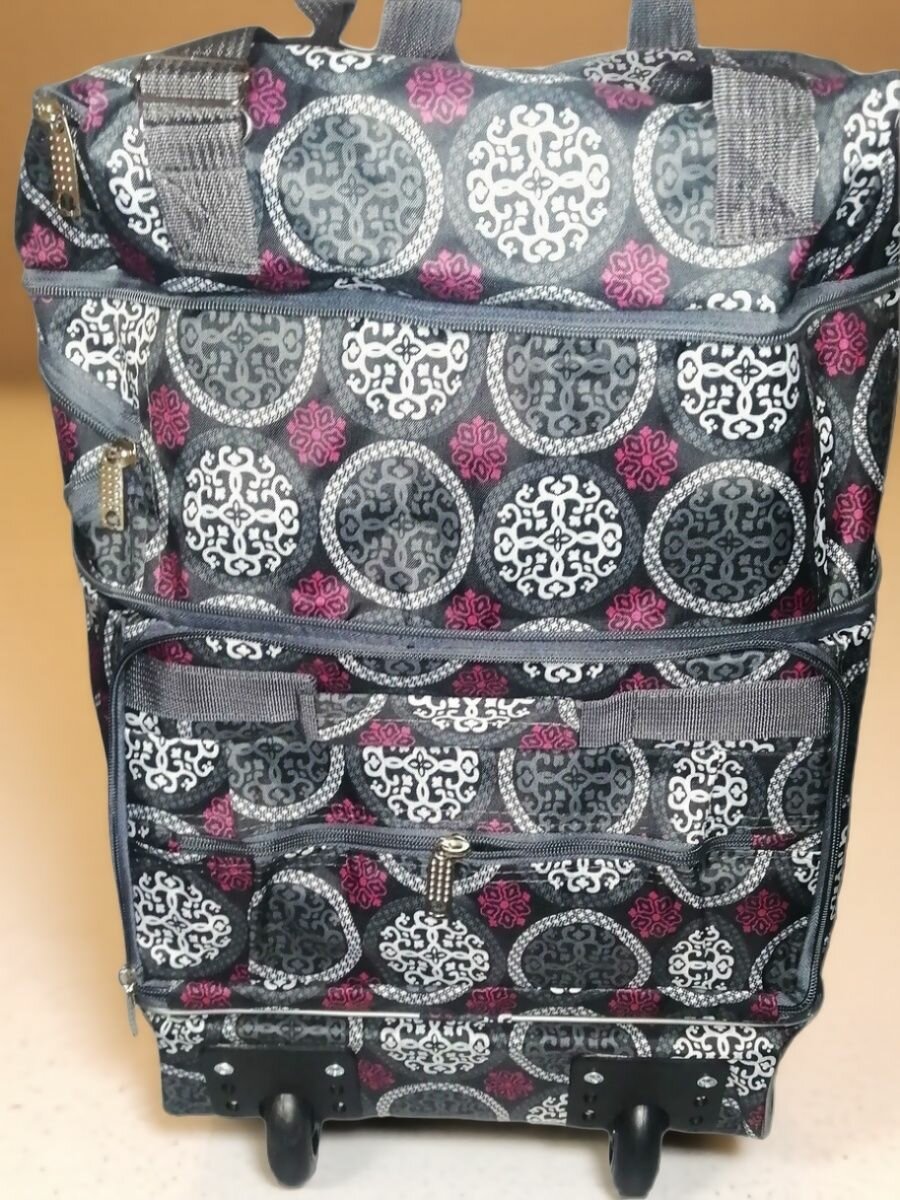 Сумка-тележка складная. Хозяйственная сумка на колесиках с рисунком "Кружки".